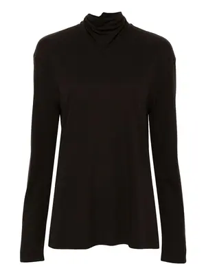 LEMAIRE Scarf-detail Long-sleeve Top - Brown