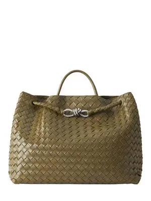Bottega Veneta Andiamo Large Embellished Intrecciato Leather Shoulder Bag Green
