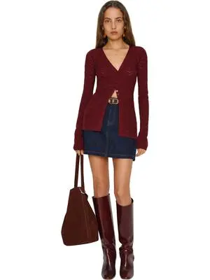 REFORMATION Sutton Regenerative Merino Open Knit Sweater Chianti