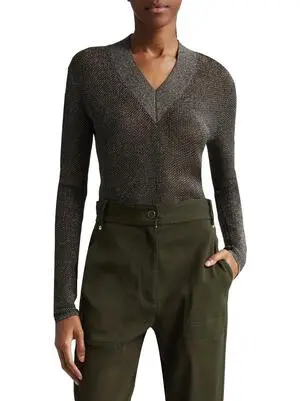 St. John Sparkle Honeycomb Knit Sweater - Cypress