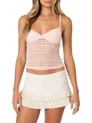 EDIKTED Tuesday Lace Crop Camisole - Light-pink