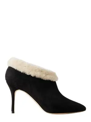 Manolo Blahnik Escaria 90 Suede Ankle Boots - Black