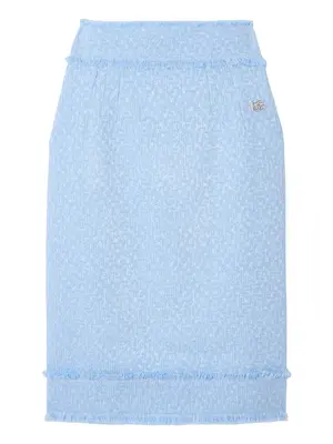 Dolce & Gabbana Frayed Wool-blend Tweed Midi Skirt - Blue