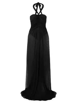 Dolce & Gabbana Draped Gathered Organza Gown - Black