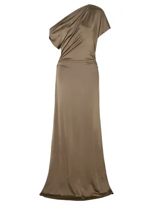 Tove Inez One-shoulder Draped Maxi Dress - Brown