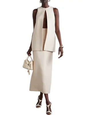 Brandon Maxwell Astrid Cutout Layered Midi Dress - Cream