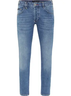 Philipp Plein Skull Print Skinny Jeans - Blue