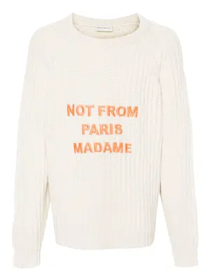 Drole De Monsieur Le Maille Tressée Slogan Jumper - Neutrals