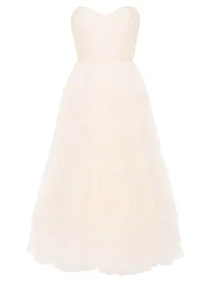 ANA RADU Ana Radu Tulle Midi Dress Neutrals