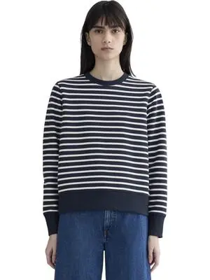 Everlane Crew Neck Terry Sweater Navy/bone White