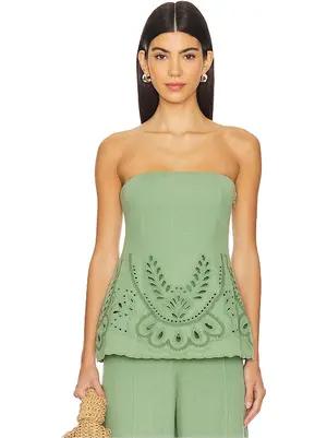 HEMANT & NANDITA Strapless Eyelet Top