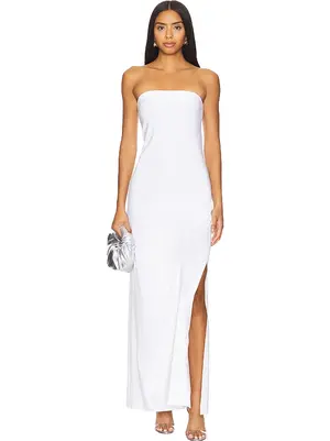 Norma Kamali Strapless Tailored Side Slit Gown - Snow White
