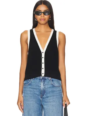 525 America Claudia Button Shaker Vest - Black Multi