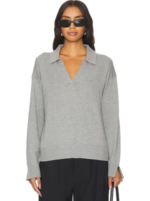 525 America Maddi Johnny Collar Pullover - Smoke Grey