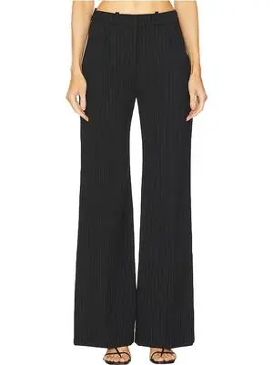 Amanda Uprichard X Slater Wide Leg Pants - Black Ivory Pinstripe