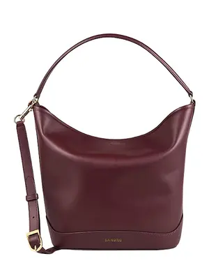 Sandro Slouchy Leather Shoulder Bag - Rouges