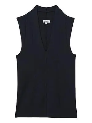 REISS Kimmy V-neck Sleeveless Stretch-knit Vest - Navy