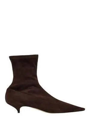THE ROW THE ROW Liisa Suede Booties Lacquer Brown