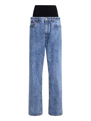 Alaïa Knit-waist Straight Jeans - Blue