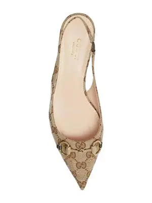 Gucci Erin Gg Canvas Slingback Pumps - Beige/ebony