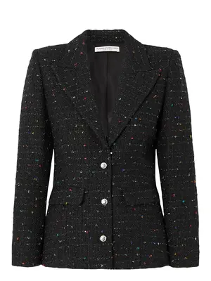 Alessandra Rich Sequin-embellished Metallic Tweed Blazer - Black