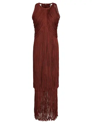 Herve Leger Fringed Bandage Gown - Brown