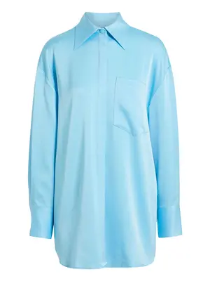 Alex Perry Lovell Oversized Satin-crepe Shirt - Light Blue