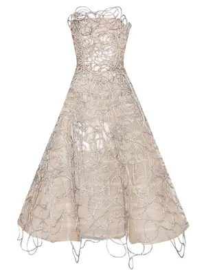 Oscar De La Renta Crystal Embroidered Cord Gown - Silver