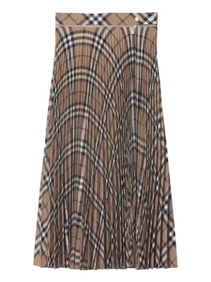 Burberry Pleated Check Skirt - Neutrals