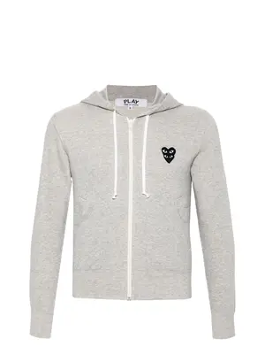 Play Comme Des Garcon Mélange-effect Cotton Hoodie - Grey
