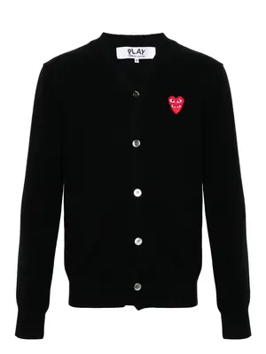 Play Comme Des Garcon Heart-patch Wool Cardigan - Black