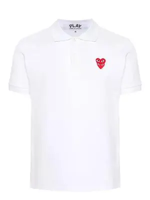 Play Comme Des Garcon Heart-patch Cotton Polo Shirt White