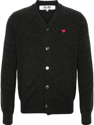PLAY COMME DES GARCON Comme Des Garçons Play Heart-Patch Wool Cardigan