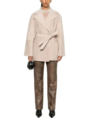 MANZONI 24 Leather Short Coat - Neutrals