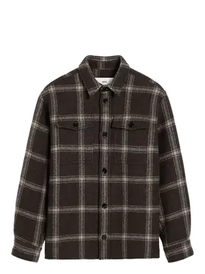 Ami Checked Wool-blend Shirt Jacket - Brown