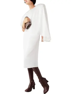 Stella McCartney Padded-shoulder Asymmetric Midi Dress - White