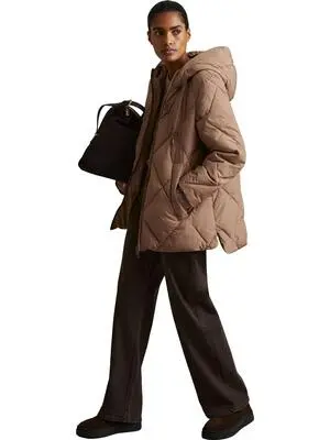 REISS Thea Quilted Puffer Coat - Mink Neutral