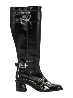 GANNI Double-buckle Knee-high Boots - Black