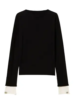 TWINSET Oval T Contrasting Jumper - Black