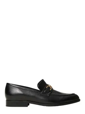 TWINSET Oval T Leather Loafers - Black