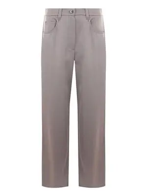 Brunello Cucinelli Wide-leg Cady-satin Trousers - Grey
