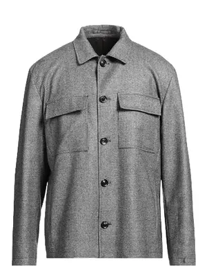 LARDINI Houndstooth Wool-cashmere Safari Jacket - Grey