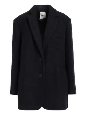 Sandro Coat In Cotton, Wool, Polyester, Acrylic, And Alpaca Wool - Blue