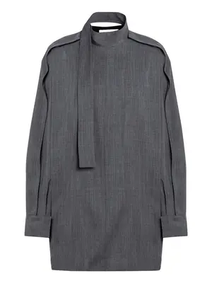 JIL SANDER Wool Shirt With Scarf - Grey