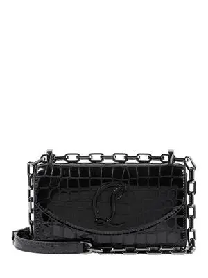 CHRISTIAN LOUBOUTIN Loubi54 Croc-effect Leather Shoulder Bag - Black
