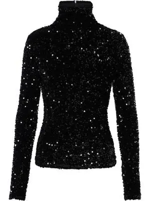 XU ZHI Long-sleeved Sequin Turtleneck - Black