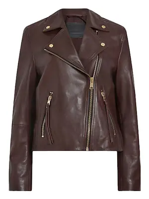 ALLSAINTS Dalby Leather Biker Jacket - Oxblood Red