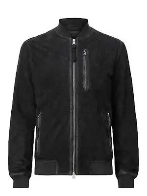 ALLSAINTS Kemble Regular-fit Zip-up Suede Bomber Jacket - Black