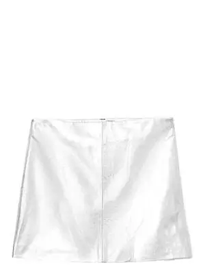 ALLSAINTS Renai Leather Mini Skirt - Silver