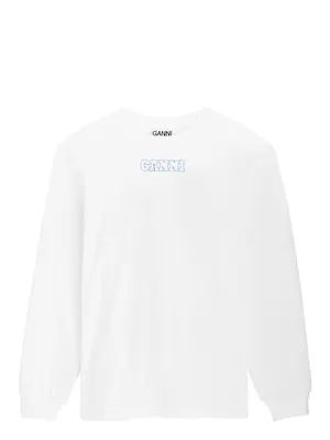 GANNI Logo-embroidered Cotton Top - White